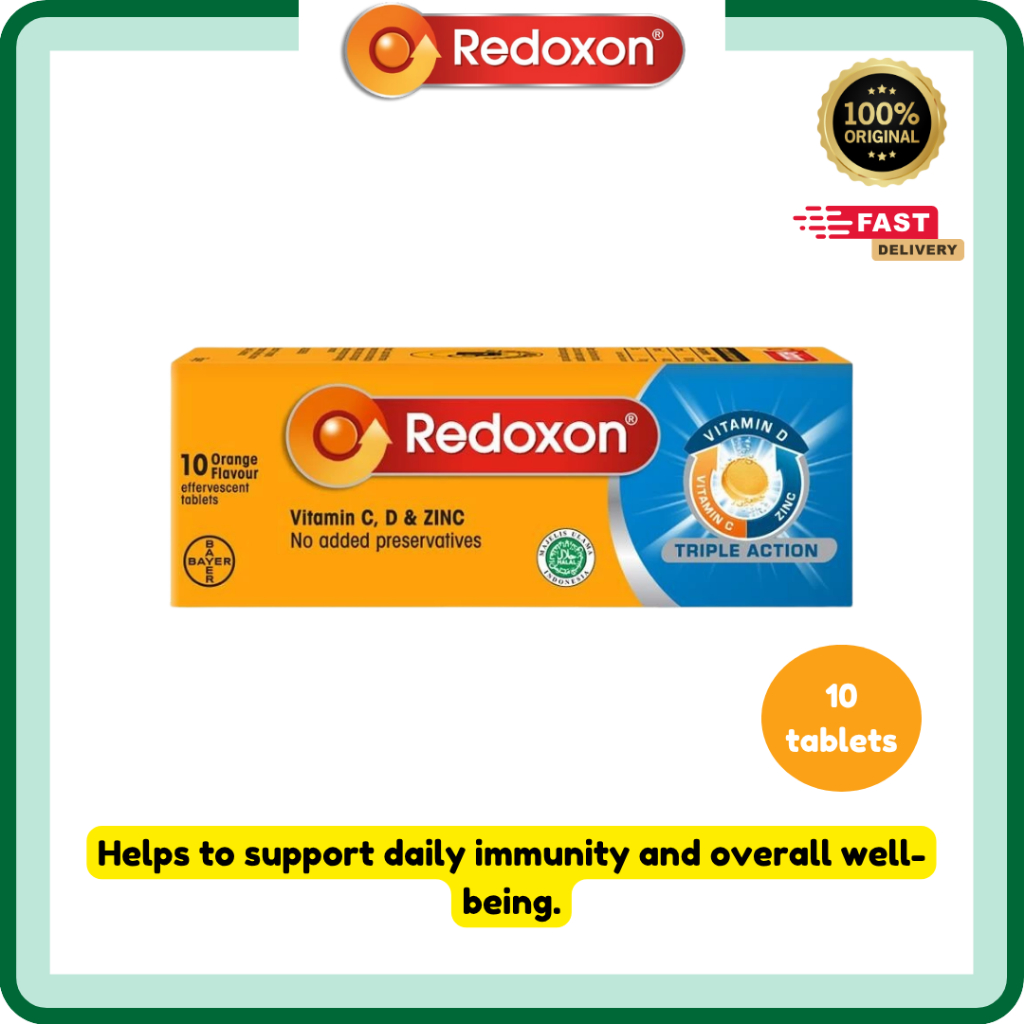 Redoxon Triple Action Vitamin C, D & Zinc Effervescent Orange 10’S ...