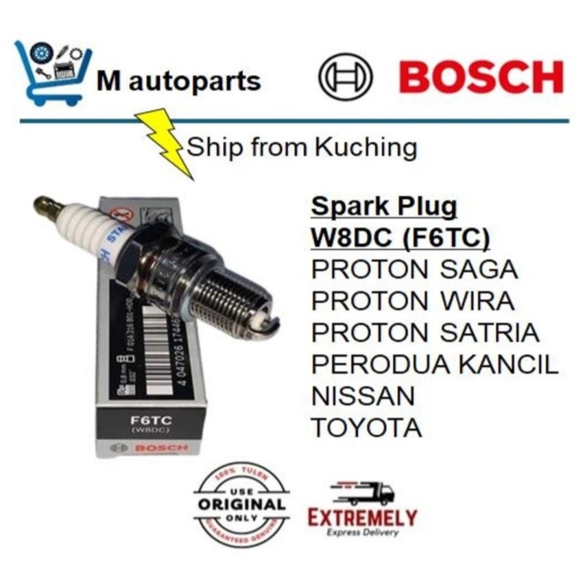 Spark Plug Proton Wira Perodua Kancil Spark Plug BOSCH SPARK PLUG W8DC (F6TC) Palam Pencucuh ...