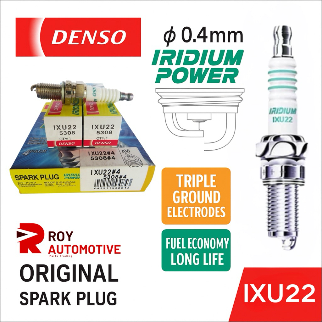 100% ORIGINAL DENSO Iridium Power IXU22 Spark Plug For Perodua Myvi ...