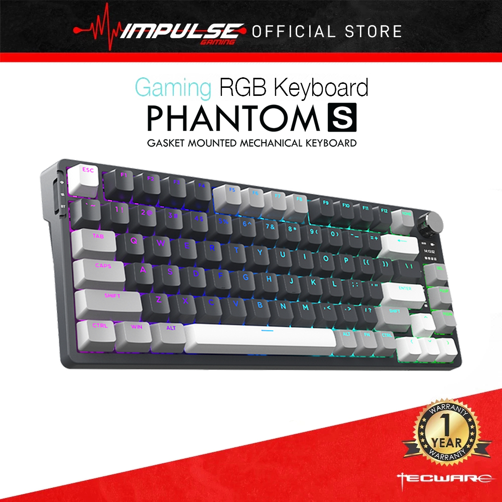 TECWARE Phantom S 75% Gasket-Mounted Mechanical Keyboard w/TFT Display and Knob, Red Switches ...