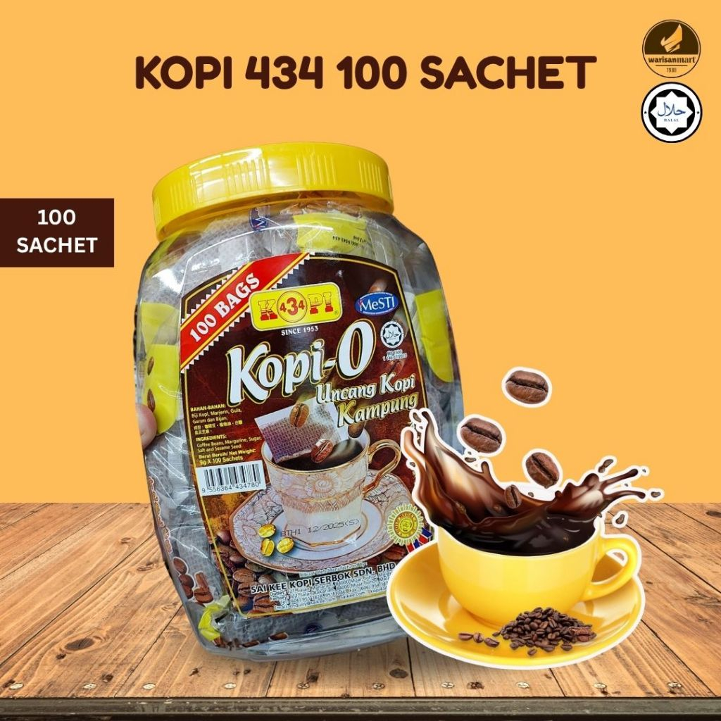 Kopi O Kosong 434 Muar Americano Coffee 100 Sachet | Shopee Malaysia