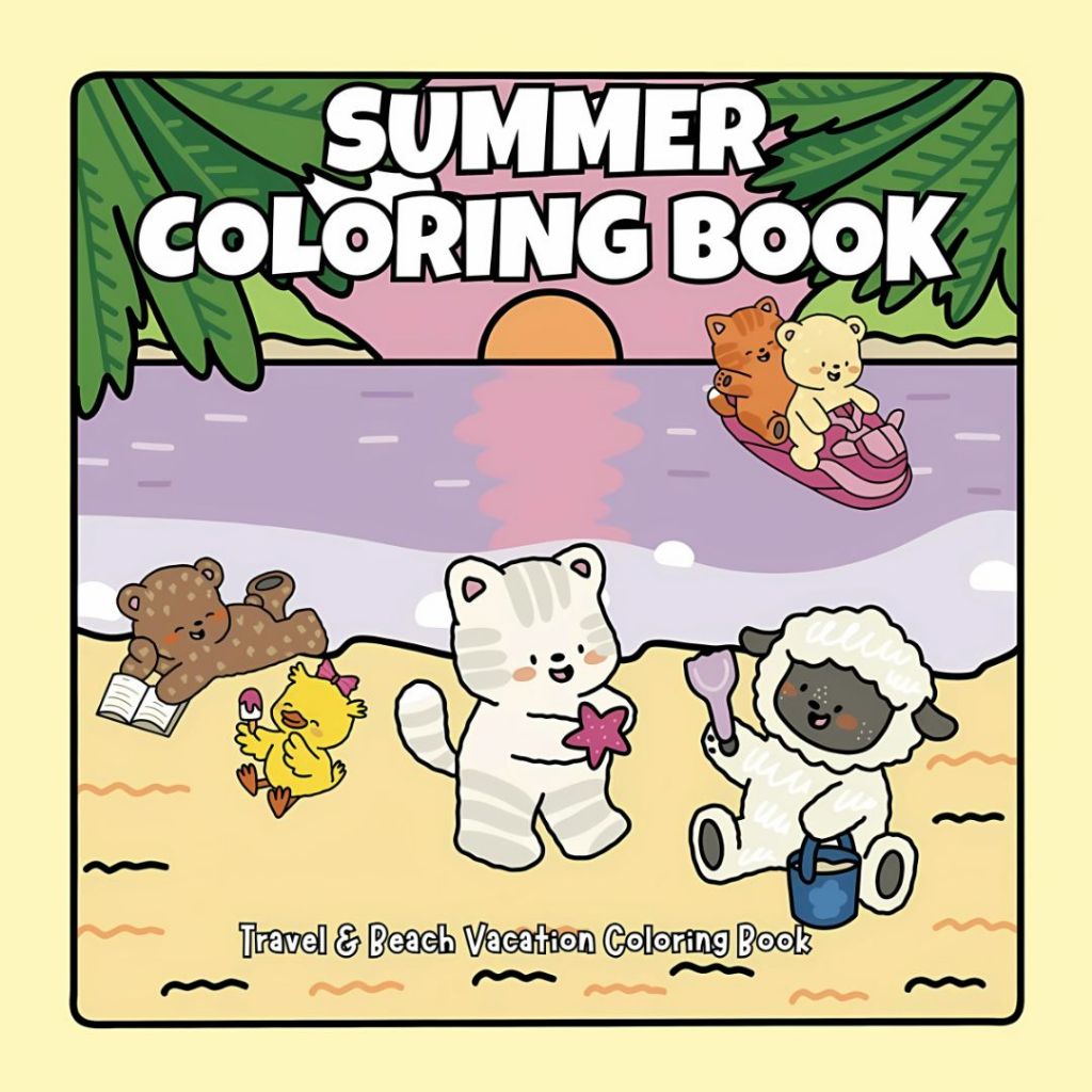 E075 Summer Travel & Beach Vacation Coloring Book Printable PDF Digital ...