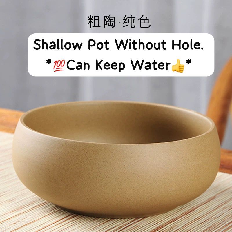Flower Pot//Shallow Ceramic Sand Pot//Medium Size//Keep Water//Without ...
