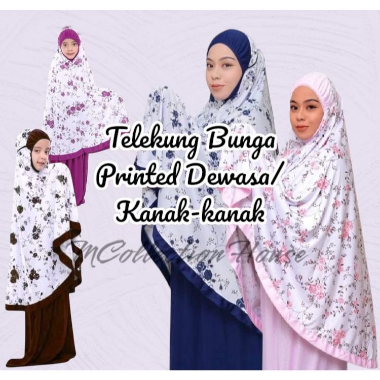 Telekung Bunga Printed Dewasa/Kanak-kanak Telekung kids Telekung ...