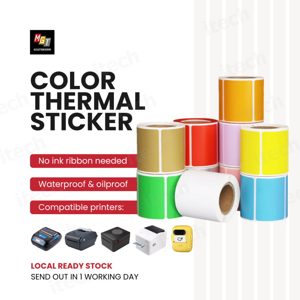 Colour Thermal Sticker Waterproof Color Stickers Kosong Berwarna Stiker ...