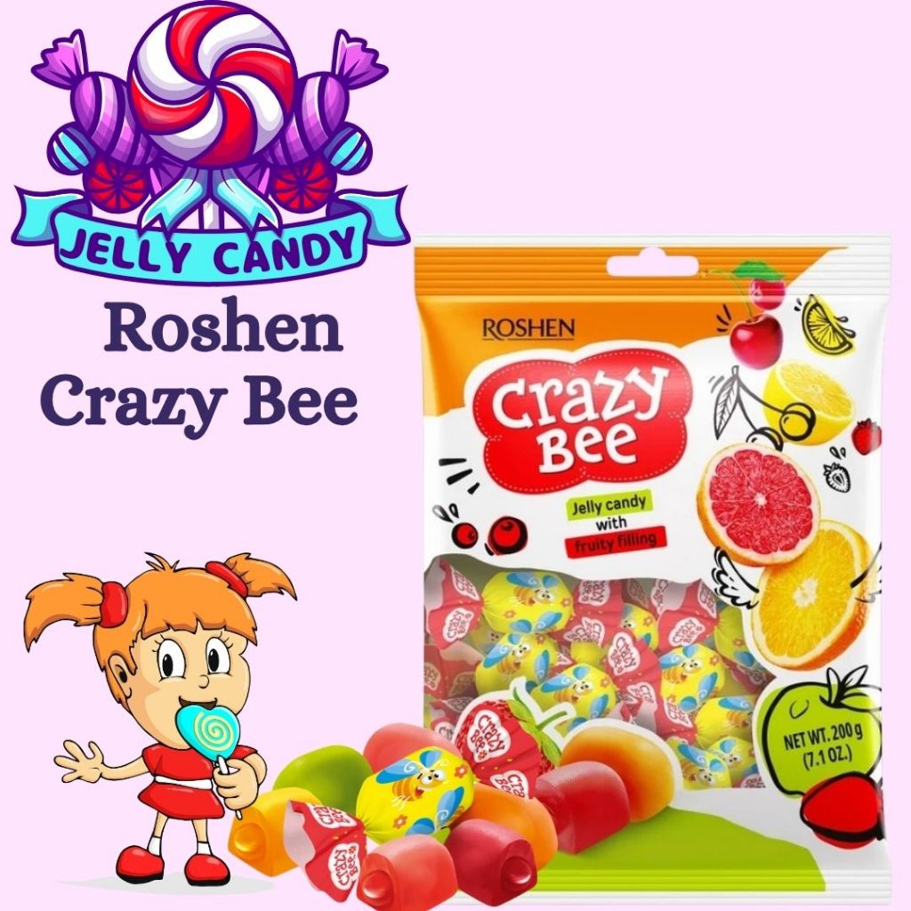 Roshen Crazy Bee Fruity Gummy Soft Candy (200g, 500g, 1kg) | Shopee ...