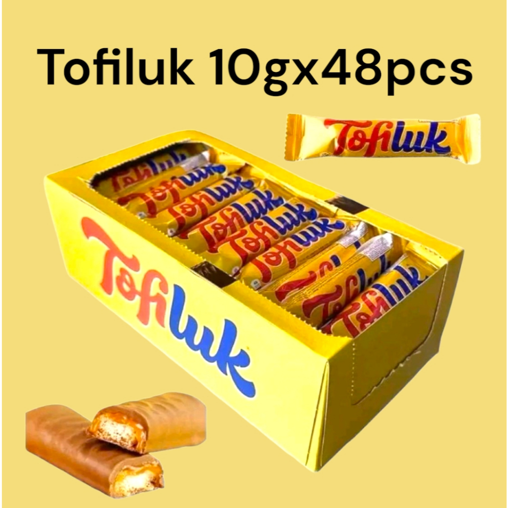 Tofiluk caramel crunch chocolate bar (10g) 48 pcs food snacks Halal ...