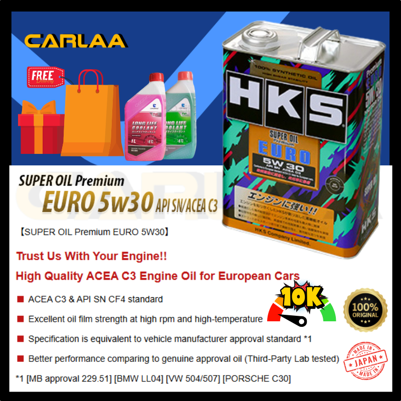 ORIGINAL HKS JAPAN 5W30 API SN/ACEA A3B4 【SUPER PREMIUM EURO 】FULLY ...