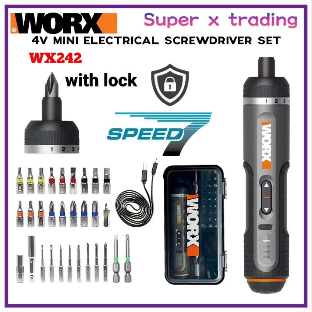 New improve Worx 4V Electrical Screwdriver Set WX242 Smart Cordless Electric Screwdrivers 无线电转 ...