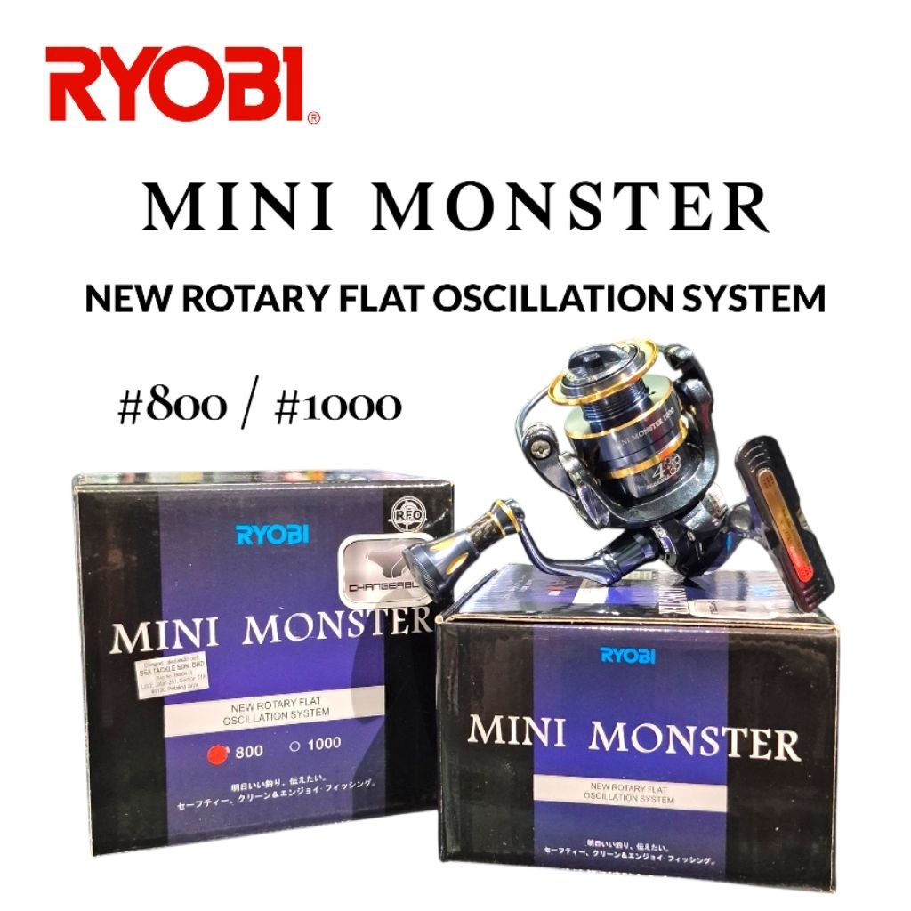 RYOBI MINI MONSTER FISHING REEL NEW ROTARY FLAT OSCILLATION SYSTEM ...