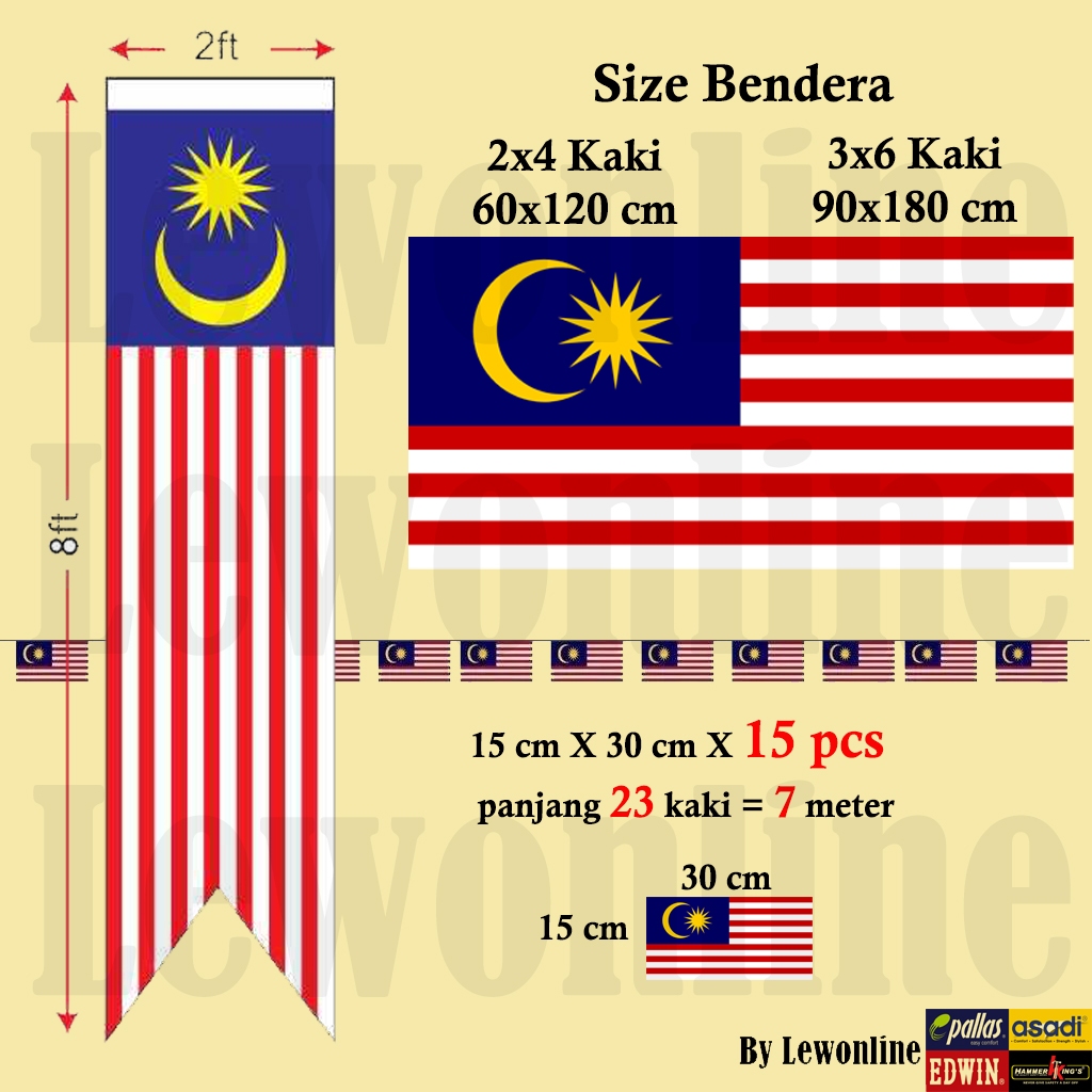 Malaysia Flag 2x4 3x6 2x8 / Bendera Malaysia 马来西亚国旗州旗 STB24 STB36 STB28 STB15 | Shopee Malaysia