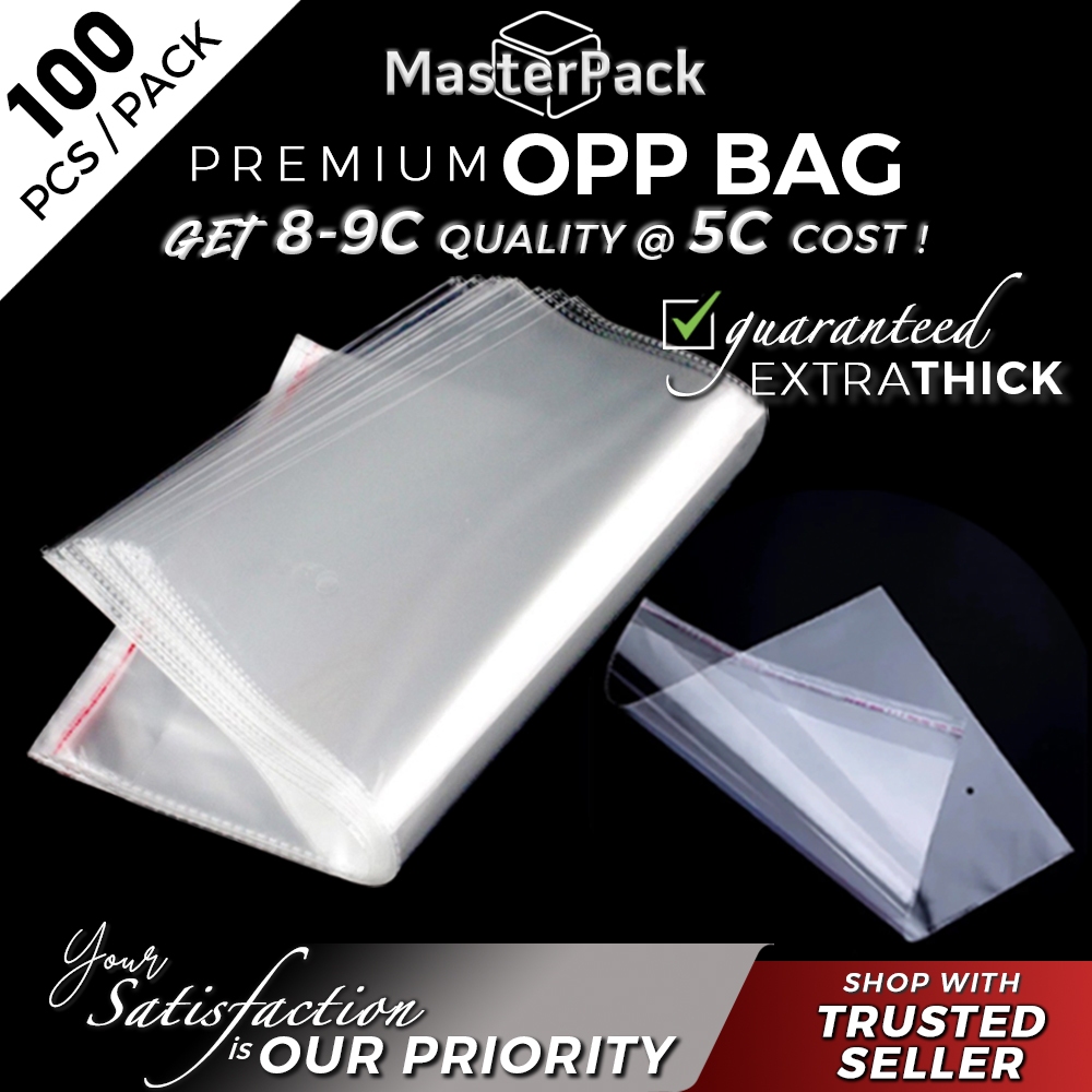 MasterPack [100 PCS] Transparent OPP Bag Extra Thick 9C Plastik OPP ...