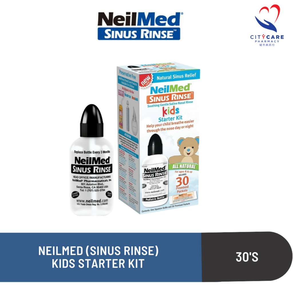 NeilMed Sinus Rinse Kids (Starter Kit) 30's Premixed Sachets + Squeeze ...