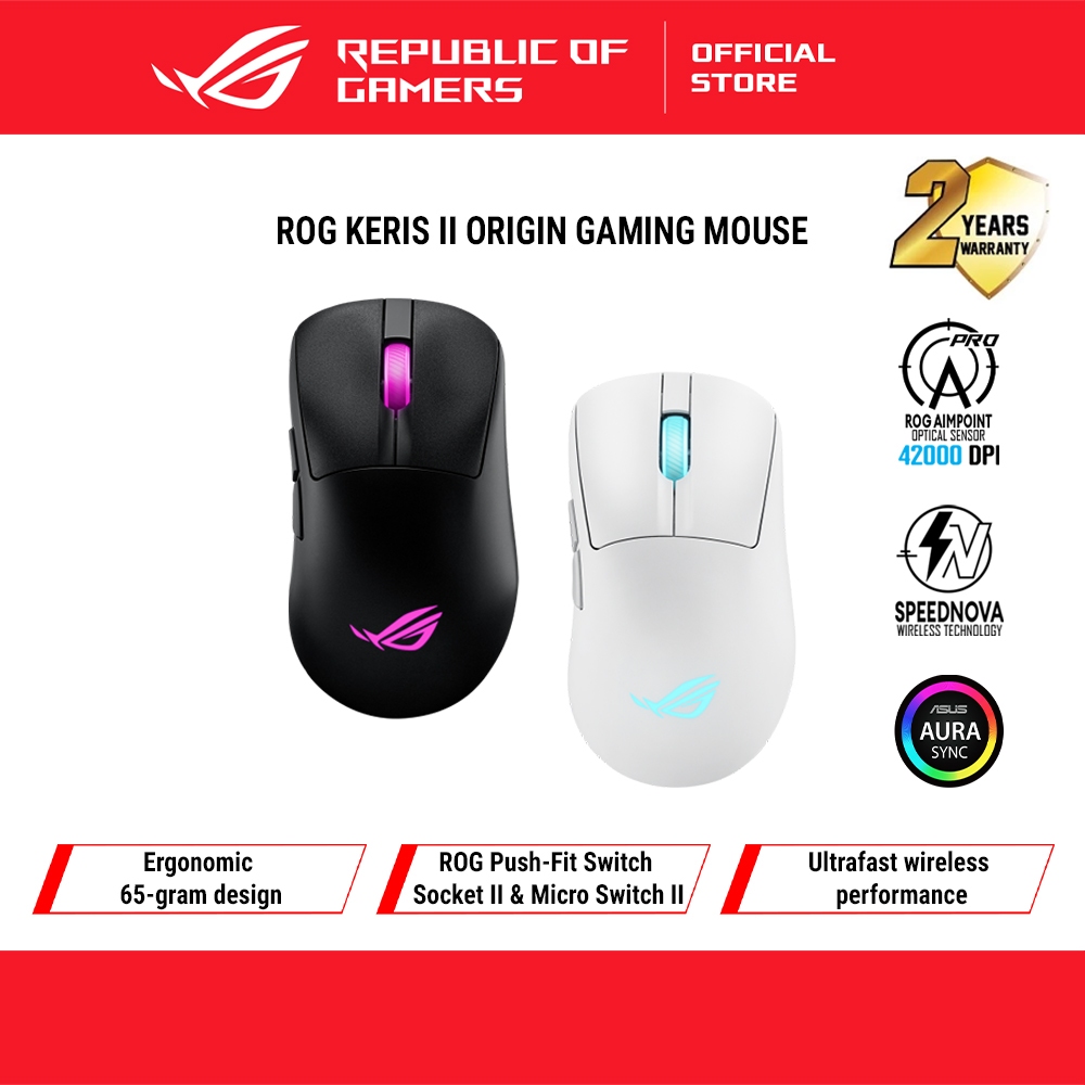 ASUS P722 ROG Keris II Origin Wireless Gaming Mouse, 65g Lightweight ...