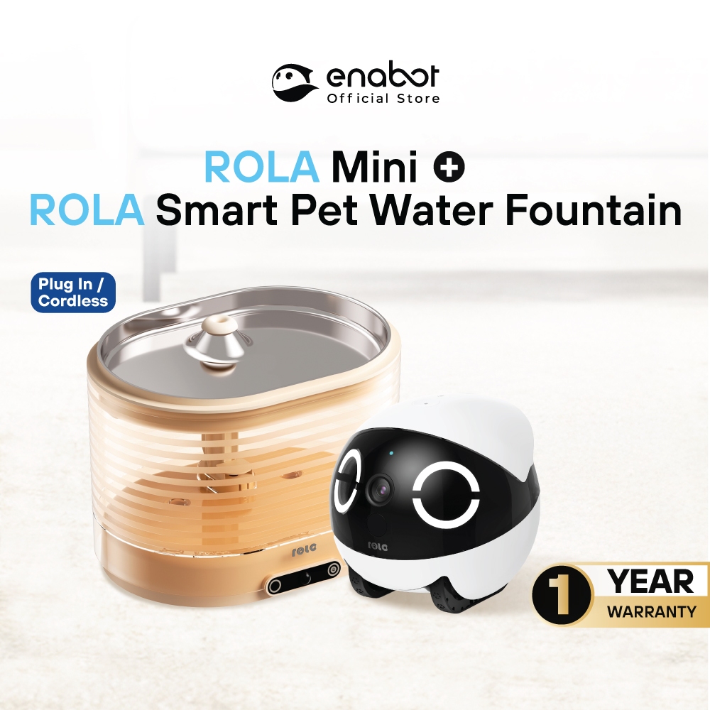 [BUNDLE] Enabot ROLA Mini + ROLA Smart Water Fountain (Plug-In/Cordless ...