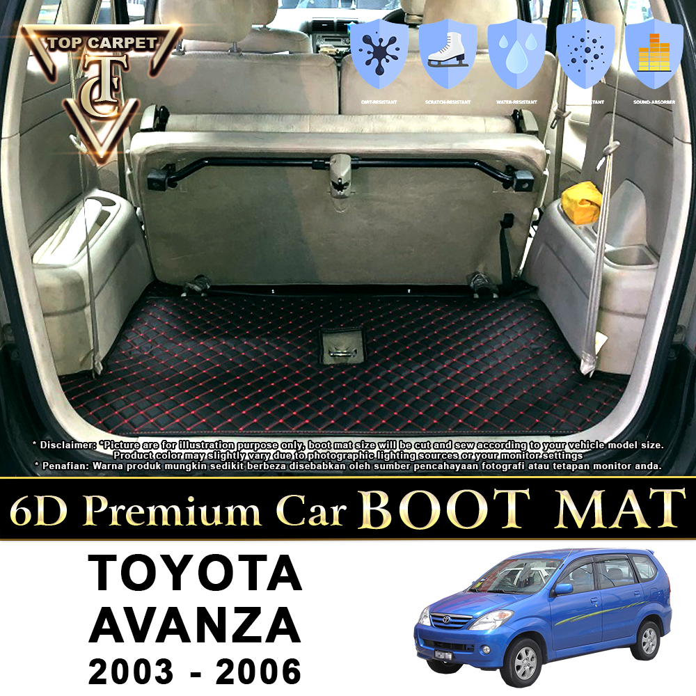 Top Carpet TOYOTA AVANZA ( 2003 - 2006 ) Car Boot Mat PU Leather Cargo ...