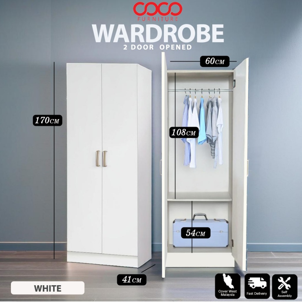 COCO Almari Baju/Almari Baju Murah/Almari Baju 2 Pintu/Wardrobe/2Door ...