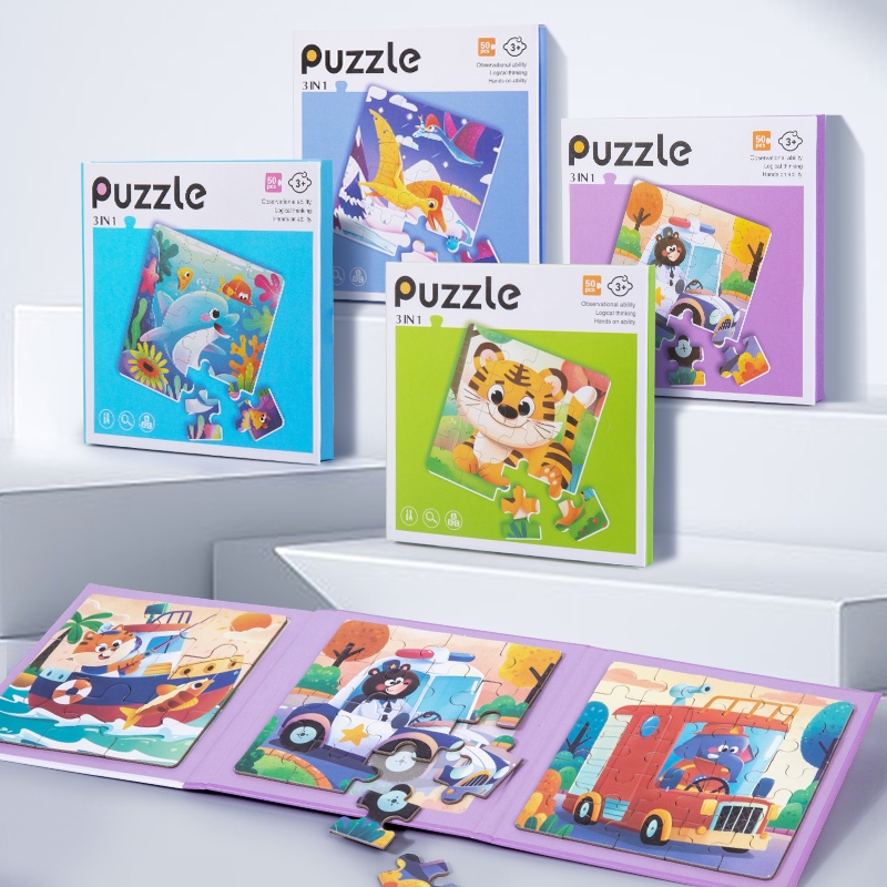 3IN1 Kid Magnetic Jigsaw Puzzle Quite Book Increasingly Difficult ...
