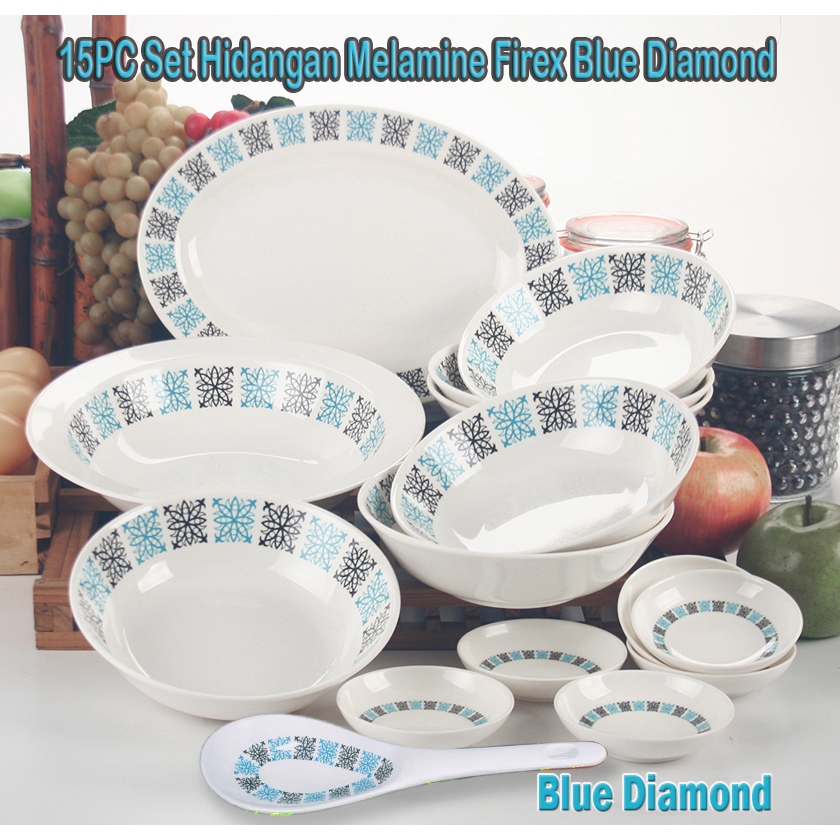 15PC 100% QUALITY MELAMINE VINTAGE FIREX BATIK SERVE SET FOR 6 SE15161 ...