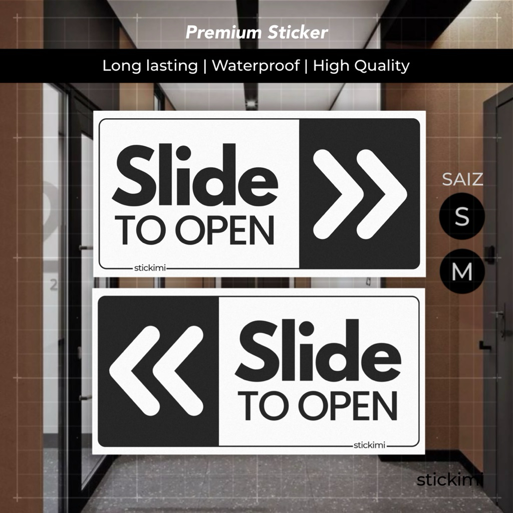 Sticker Slide To Open | Sliding Door Direction Left Right Arrow | Door ...