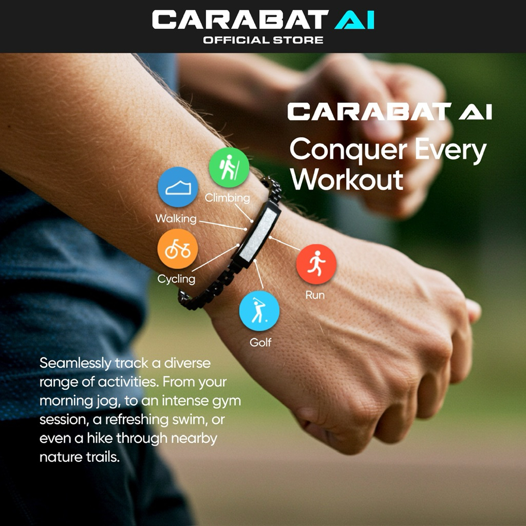 Carabat AI Smart Bracelet | Sports Mode | Sleep Tracking | Heart Rate ...