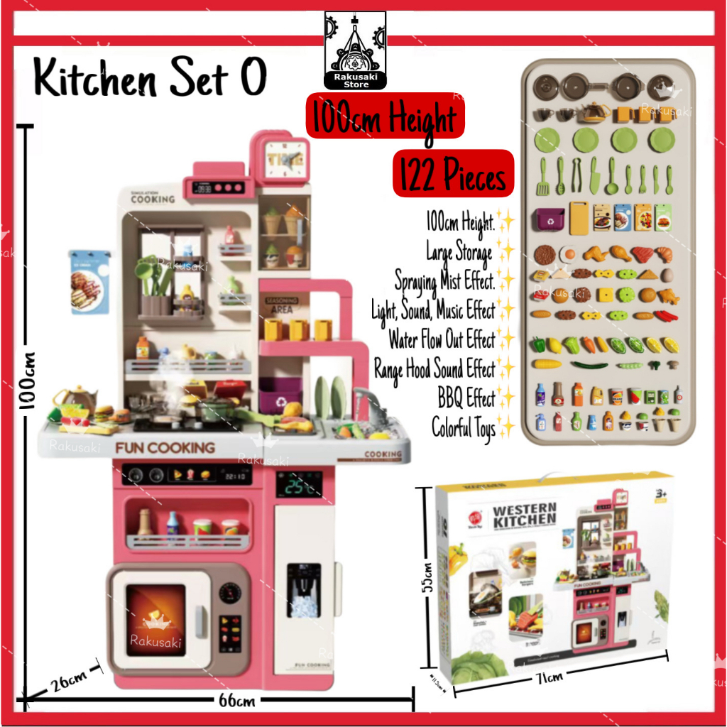 Ready Stock Large Kitchen Pretend Toy Set! Spraying Mist Effect Toy ...