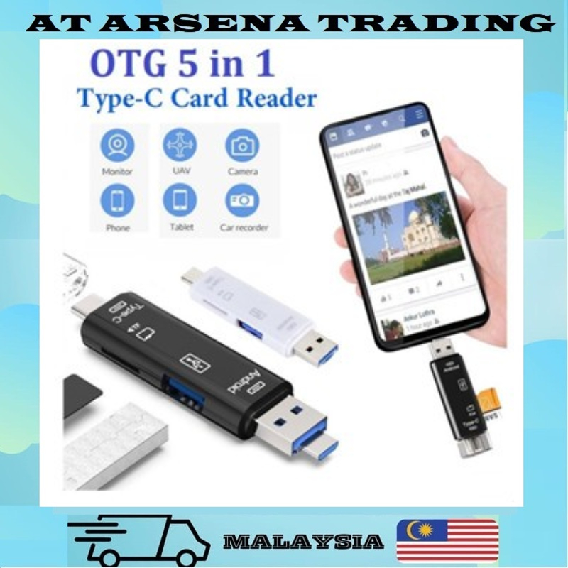 [AT] TF SD Card Reader OTG HUB 5 In 1 Multifunction USB 3.0 Type C ...
