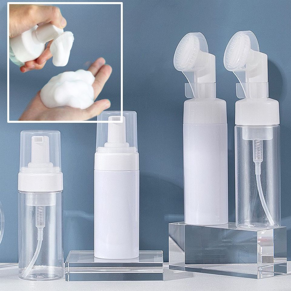 Mousse Foaming Bottle/Facial Cleanser Mousse Liquid with Cleaning Brush ...