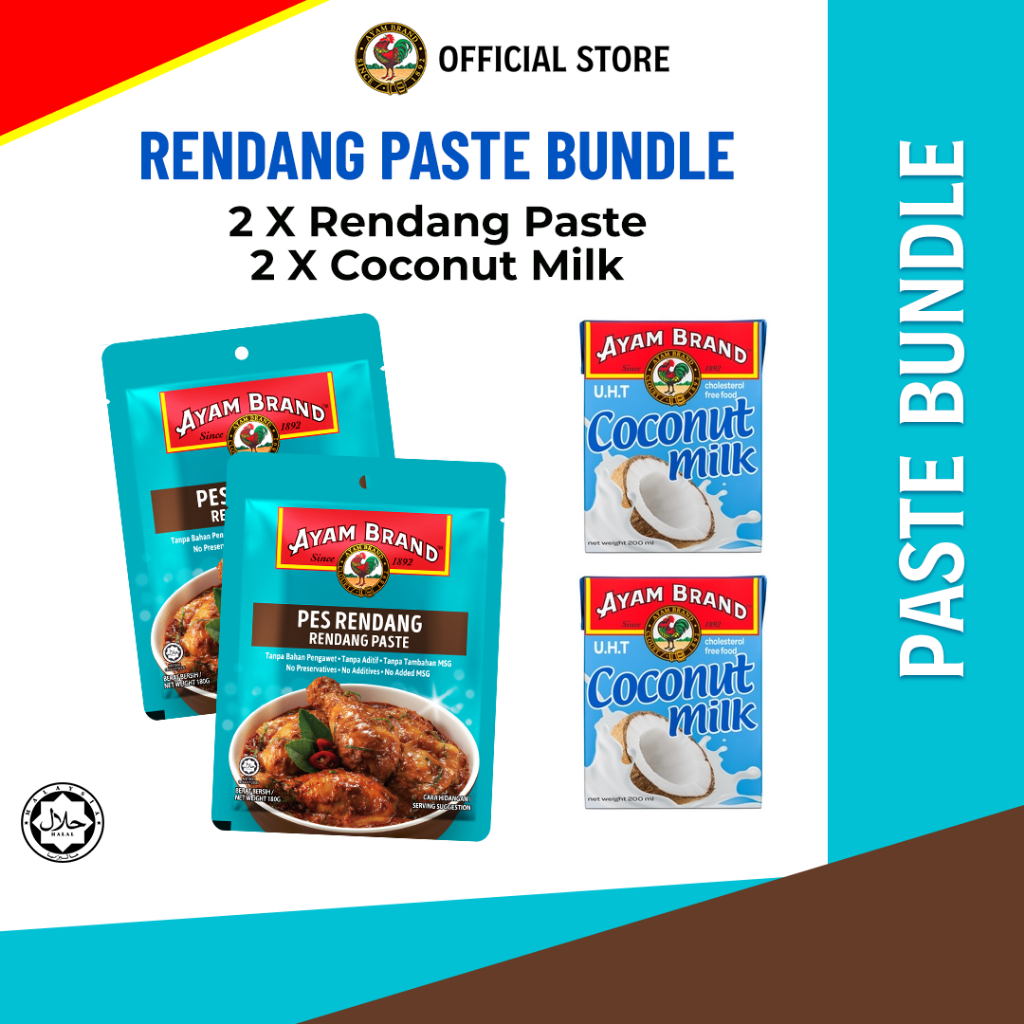 Ayam Brand Rendang Paste Bundle (2x Rendang Paste + 2x Coconut Milk ...