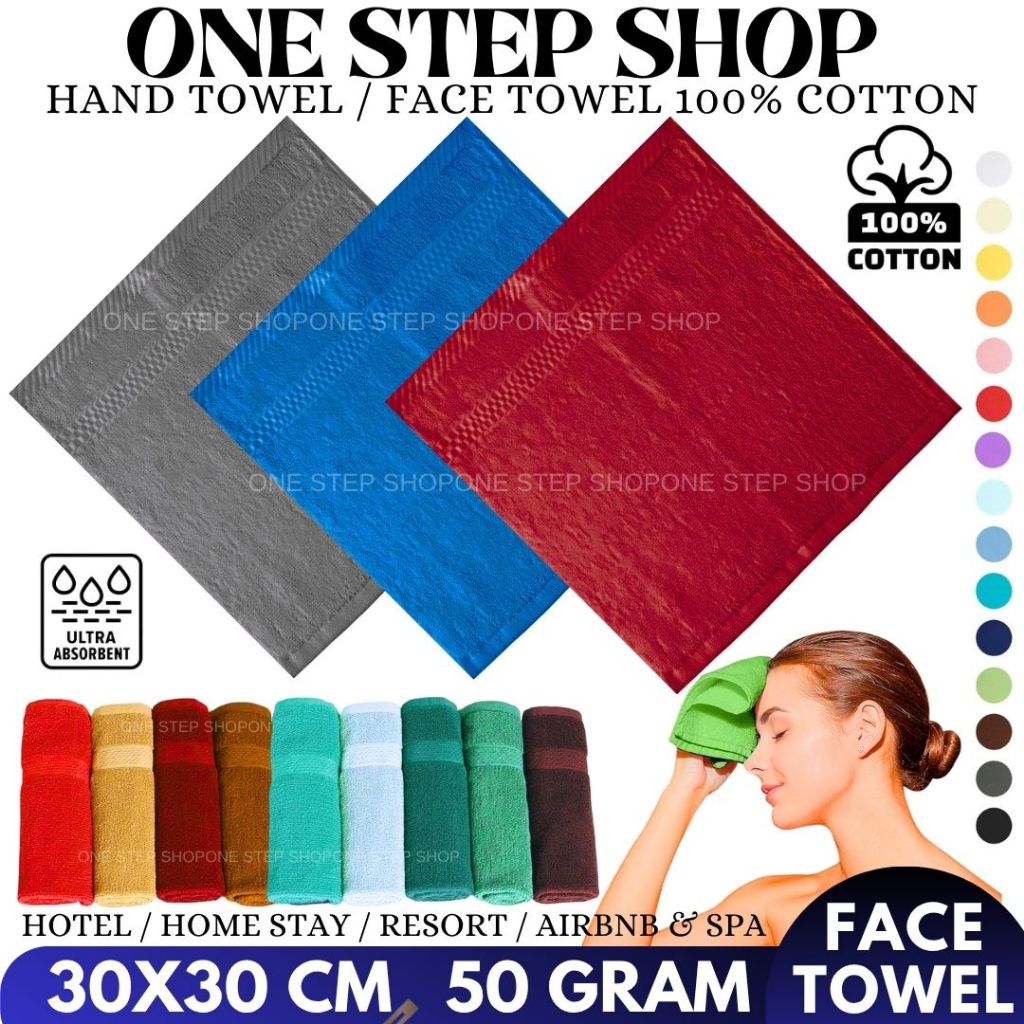 Face Towel 100 % Natural Cotton Hand Towel (30x30 cm) Tuala Muka /Tuala ...