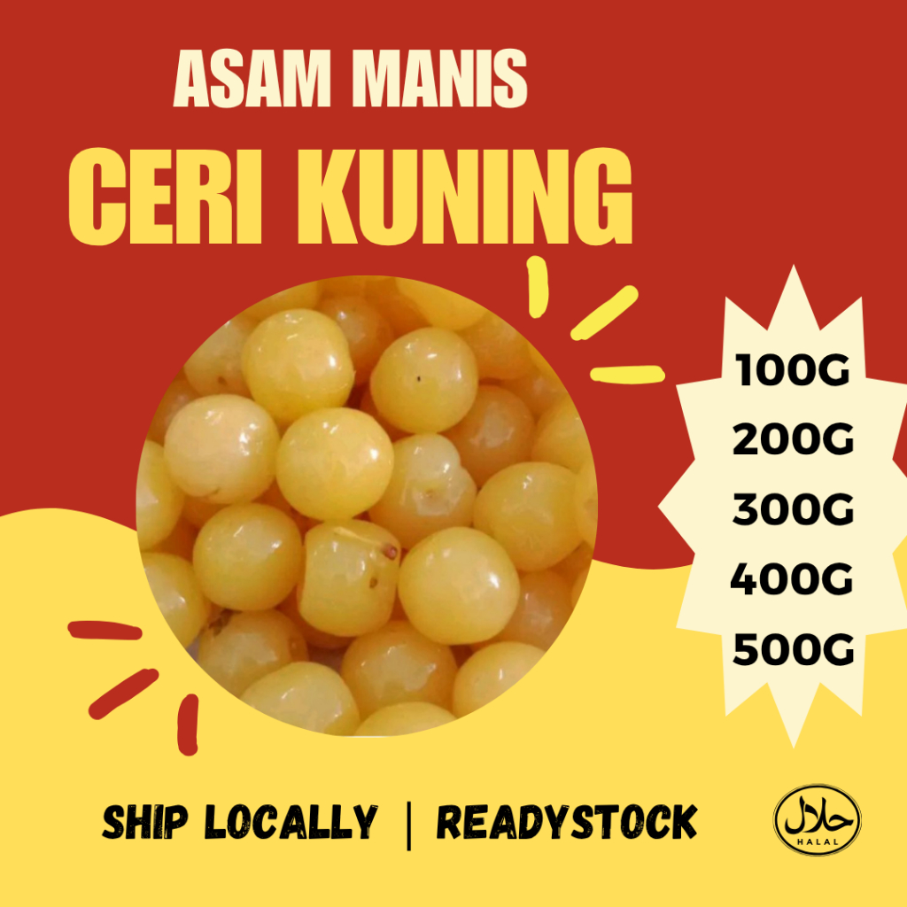 Asam Buah Ceri Kuning Masin / Sweet Yellow Cherrry (100g-500g) | Shopee ...