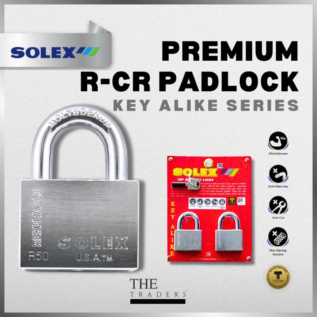The Traders 100% Original Solex Premium CR50 Key Alike Padlocks KA ...
