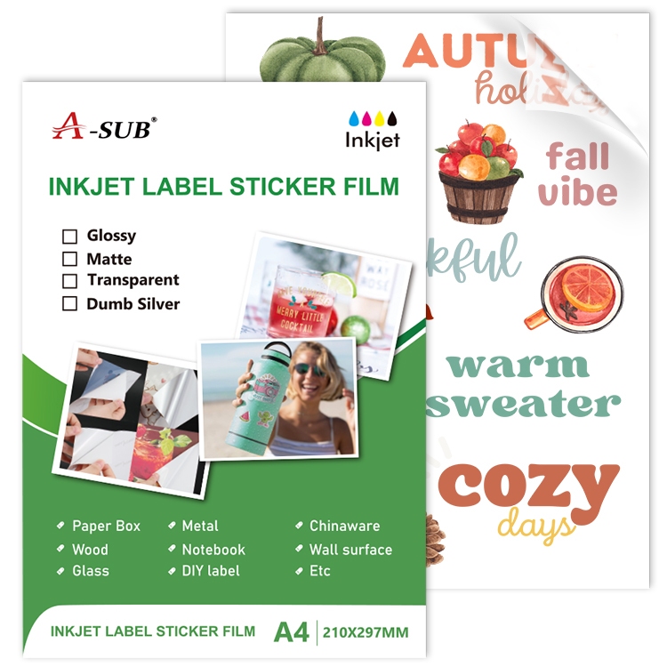 ASub Transparent Paper Sticker Film A4 For Inkjet Printer Waterproof PP ...