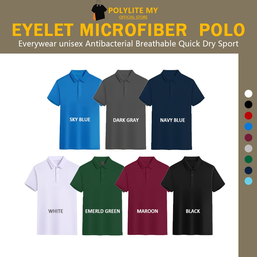 Microfiber Honeycomb" Polyester Polo Baju Kemeja Unisex Breathable ...
