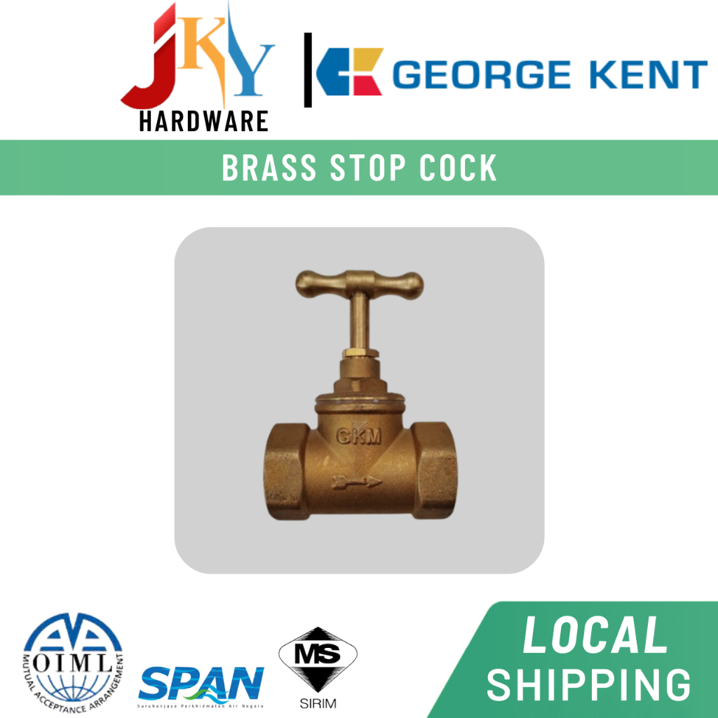 George Kent GKM 1/2" 3/4" 1" Brass Stop Cock Tee Handle Stopcock Stop ...