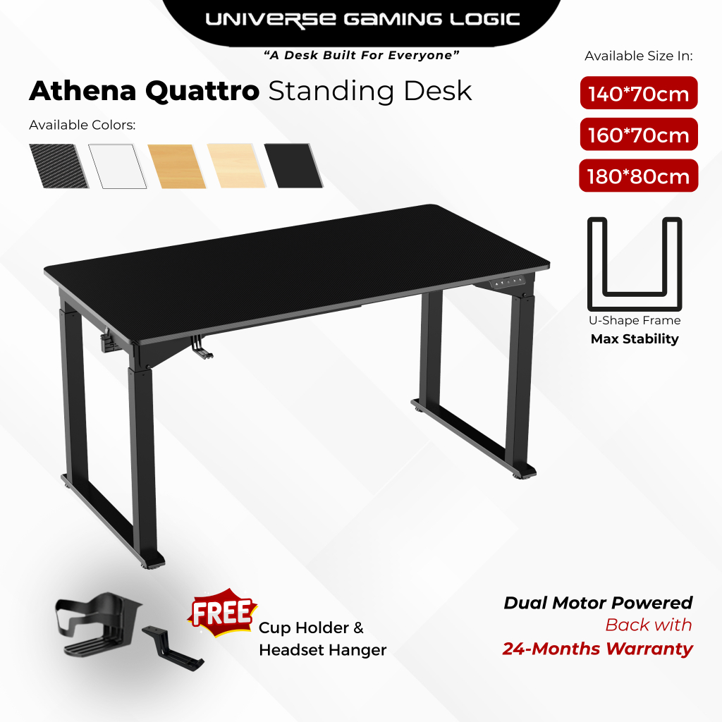 Athena Quattro Standing Desk 140CM-240CM Computer Desk Gamer Study ...
