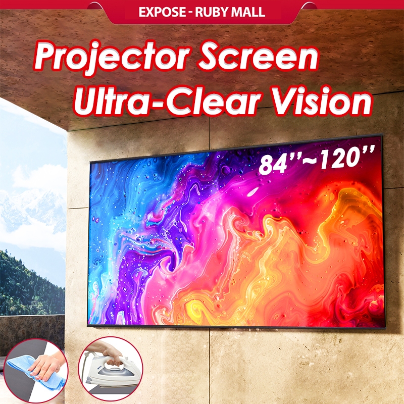 Projector Mini Projector Screen 84-120 Inch 3D Simple Folding Metal ...