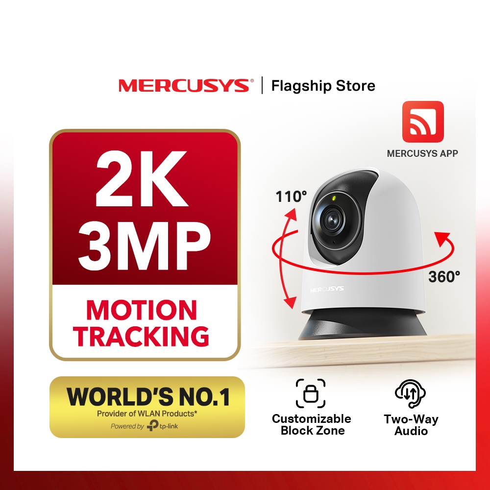 Mercusys MC210 2K 3MP WiFi Camera 360° View Pan & Tilt Night Vision 12m ...