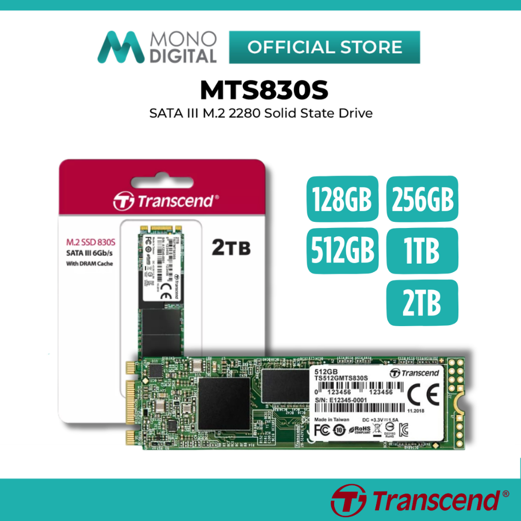 TRANSCEND MTS830S 830S SATA III 6GB/S M.2 SSD 3D NAND FLASH INTERNAL SOLID STATE DRIVE - 128GB ...