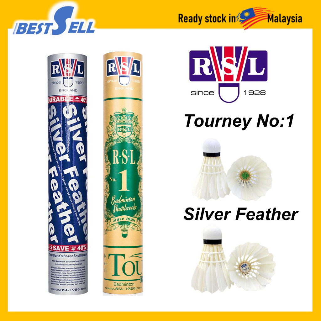 RSL Shuttlecocks Tourney No:1 & Silver Feather Grade A OEM 12pcs per ...