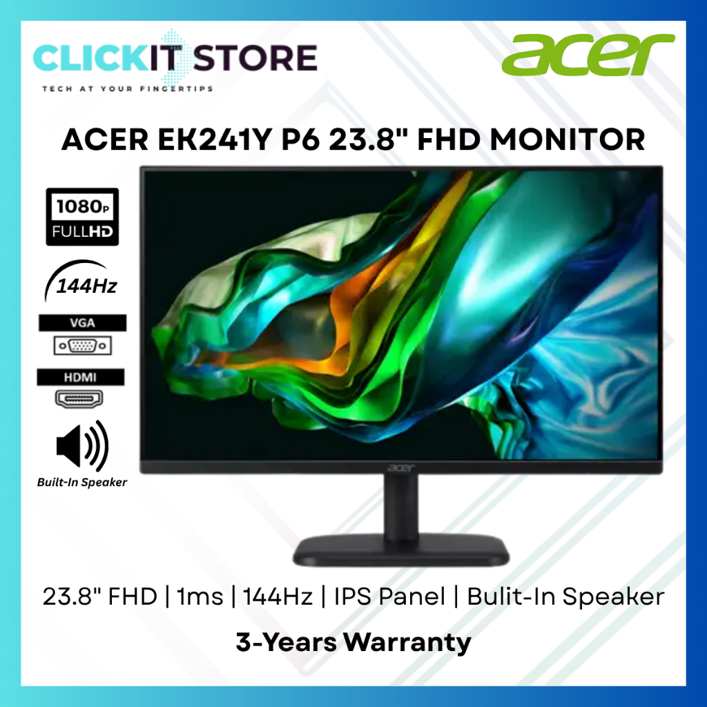 ACER 23.8'' EK241Y / 27" EK271 P6 Class LCD IPS Monitor 144Hz | FHD ...