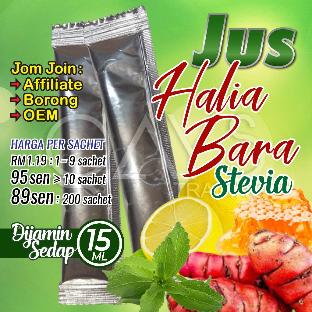 Lelong B3 Jus Halia Bara Stevia Brand Popular & Sedap | Shopee Malaysia