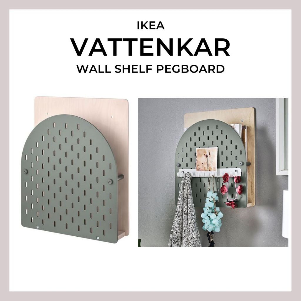 Ikea Vattenkar Cute Pegboard with Hidden Storage Wall Shelf Bedside ...
