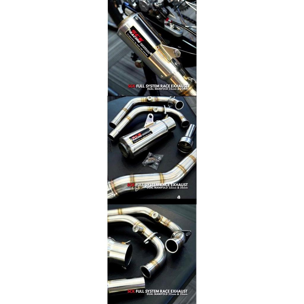 SCK RACING FULL SYSTEM OPEN EXHAUST 2 MANIFOLD 32MM+35MM FULL STAINLESS ...
