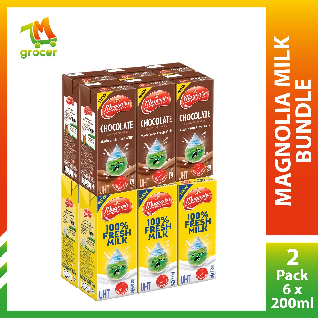 MAGNOLIA UHT Susu Segar (200ml x 6) + MAGNOLIA UHT Coklat Segar (200ml ...