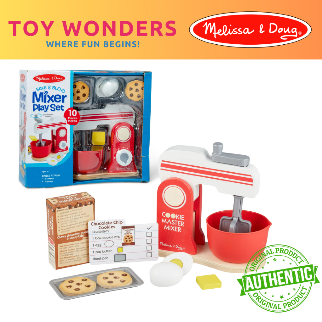 Melissa & Doug Wooden Blend & Bake Mixer Toy Play Set for Boys and ...