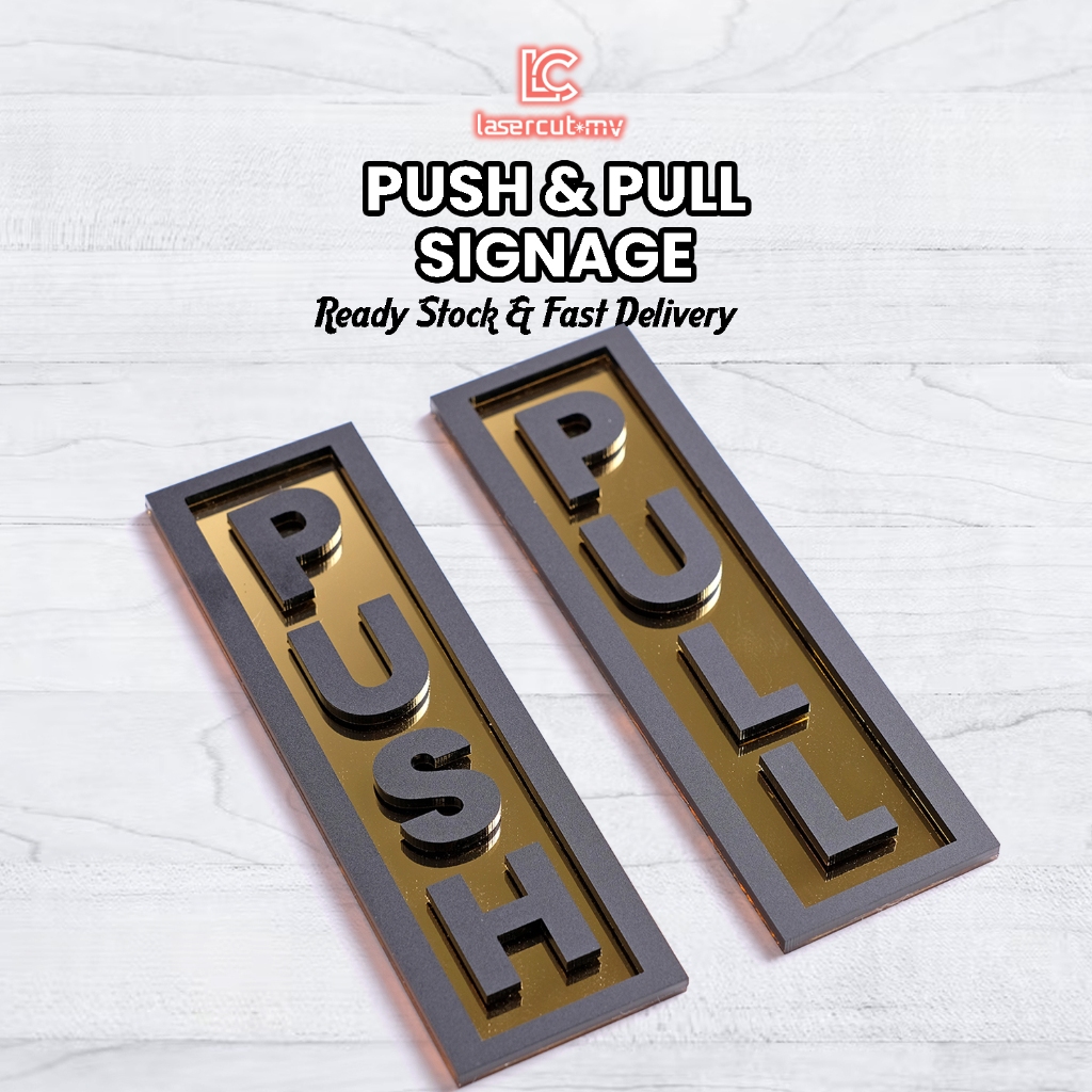 Push Pull Sign Modern Door Signage Deco Office Cafe Sign Hotel Acrylic ...