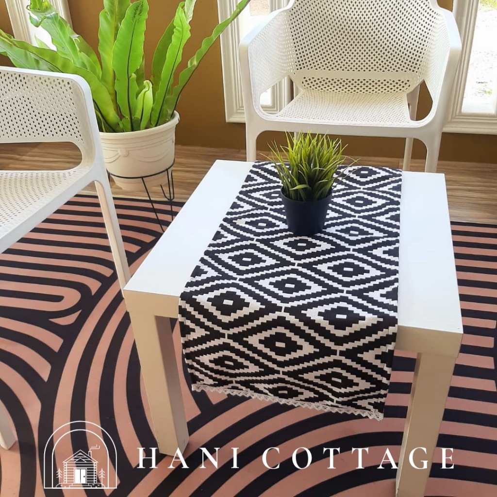 Alas Meja IKEA Lack Side Table/ Table Runner / Lappljung Ruta Pattern ...