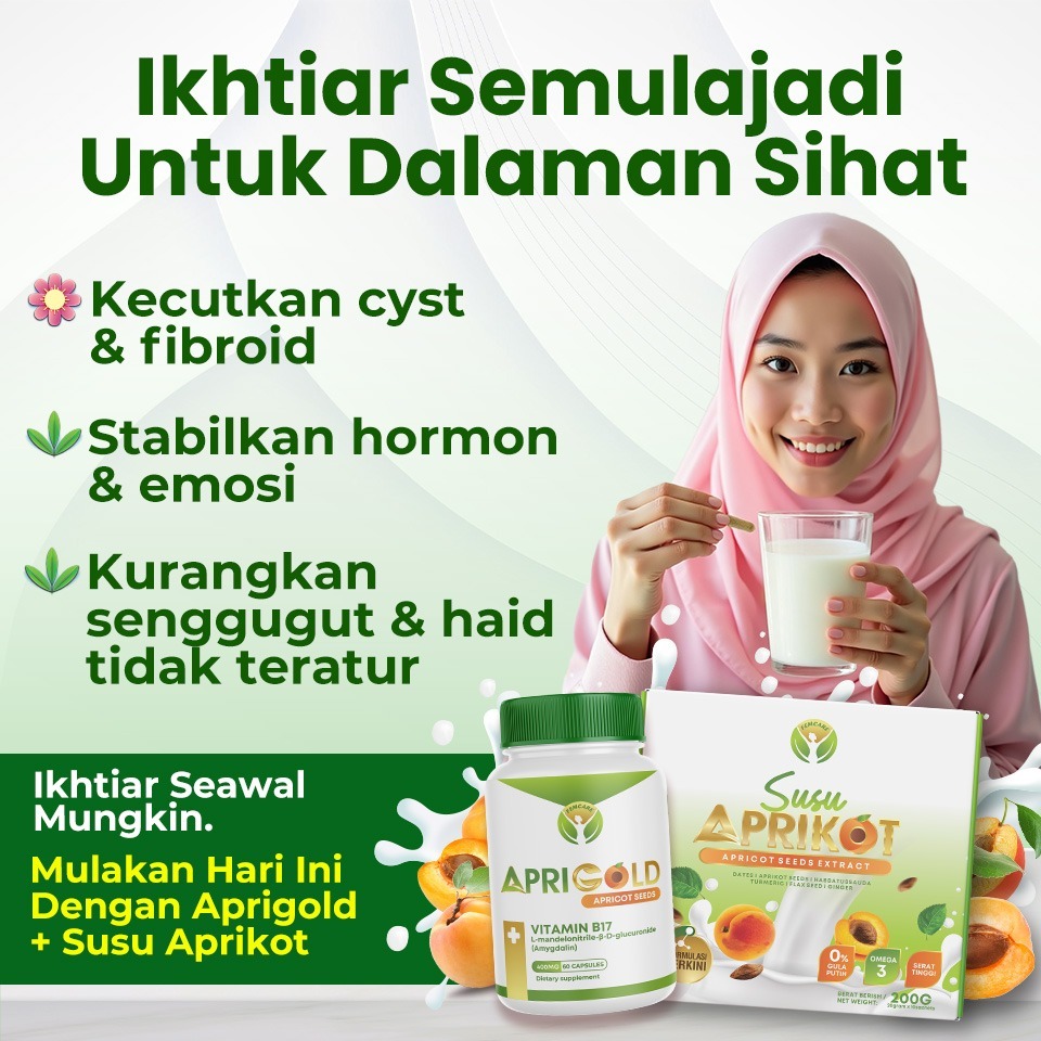 Femcare Aprigold Aprikot + Susu Aprikot | Bantu Kecutkan Cyst Fibroid ...