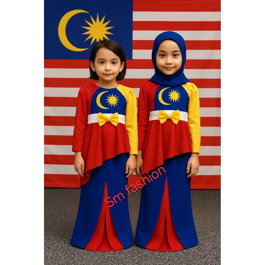 Baju merdeka p new design size 2year-12year kain cromocrip | Shopee ...